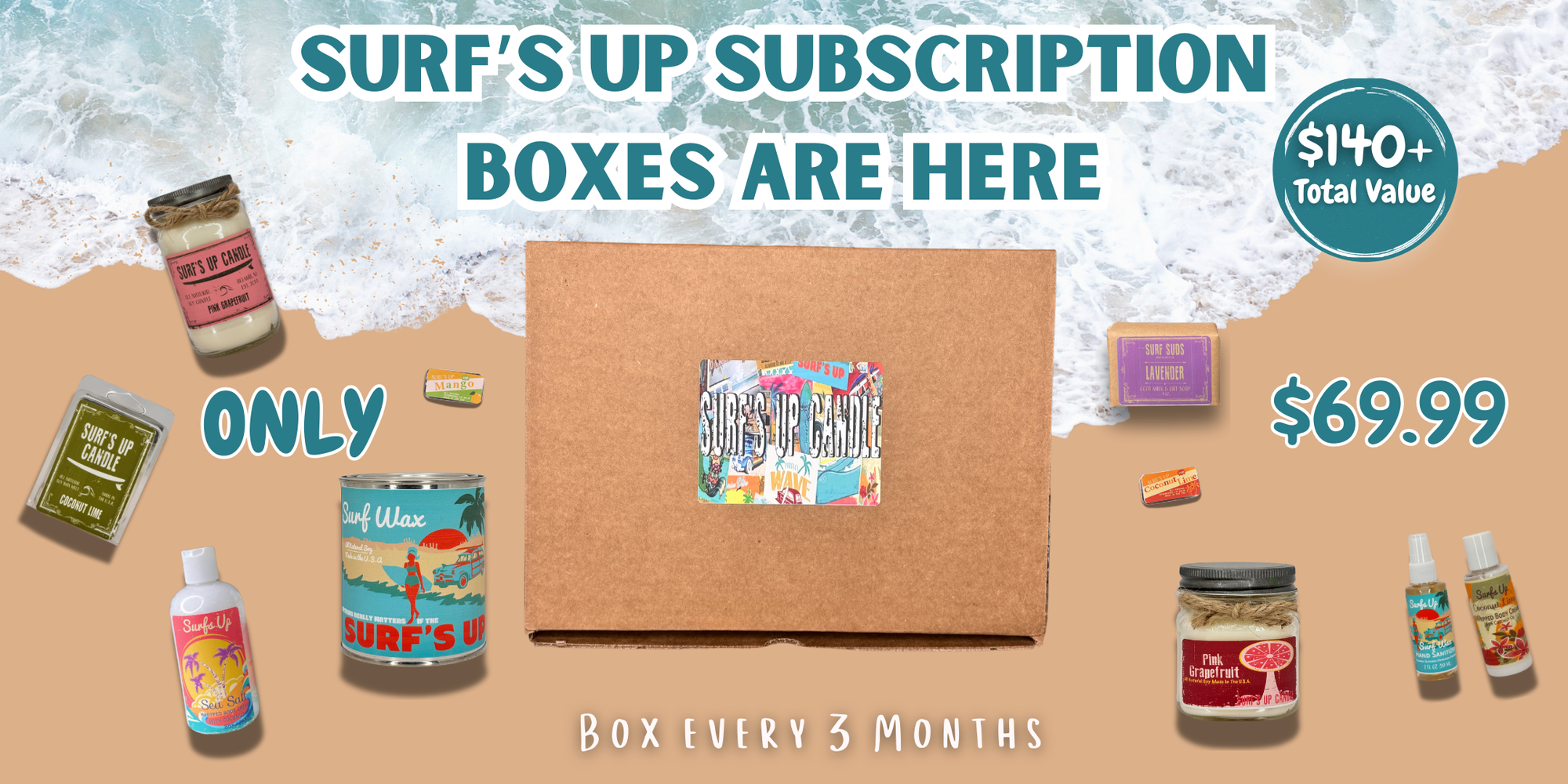 Surf's Up Candle - All Natural Hand-Poured Soy Scented Candles